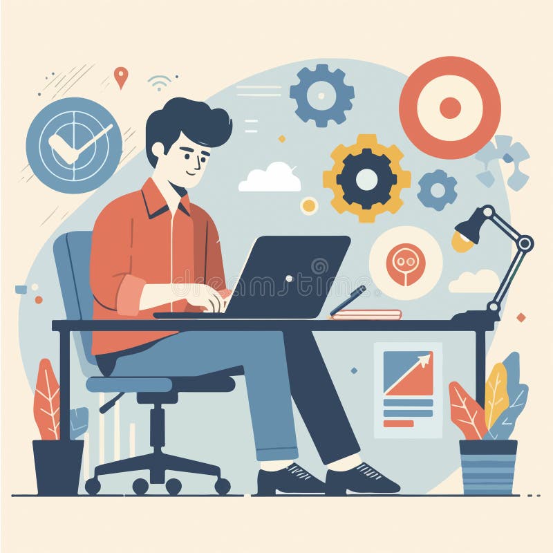 Man work stock vector. Illustration of design, studying - 321499920