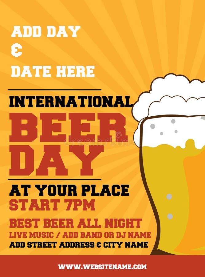 International Beer Day Party Poster Flyer Social Media Post Stock ...