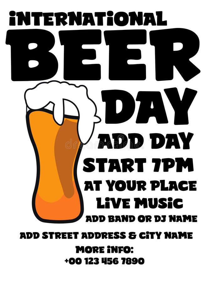 International Beer Day Party Poster Flyer Social Media Post Stock ...