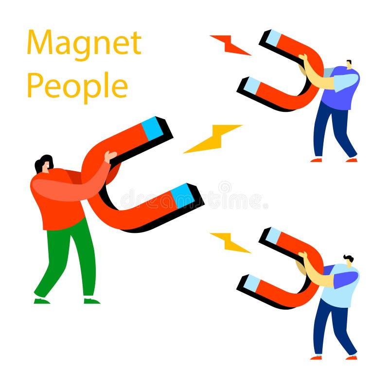 Illustration Character of Person Holding Giant Magnet Stock Vector ...