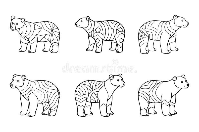 A beautiful line art bear stock vector. Illustration of bear•modern ...