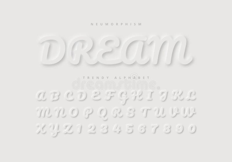 Trendy Neumorphism Font. Modern Alphabet, Letters and Numbers Stock ...