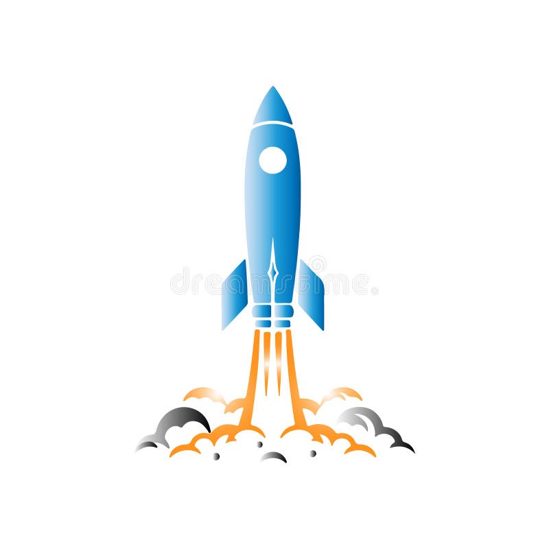 Beautiful Rocket Vector Design- Rocket Launch in the Sky Flying Over ...