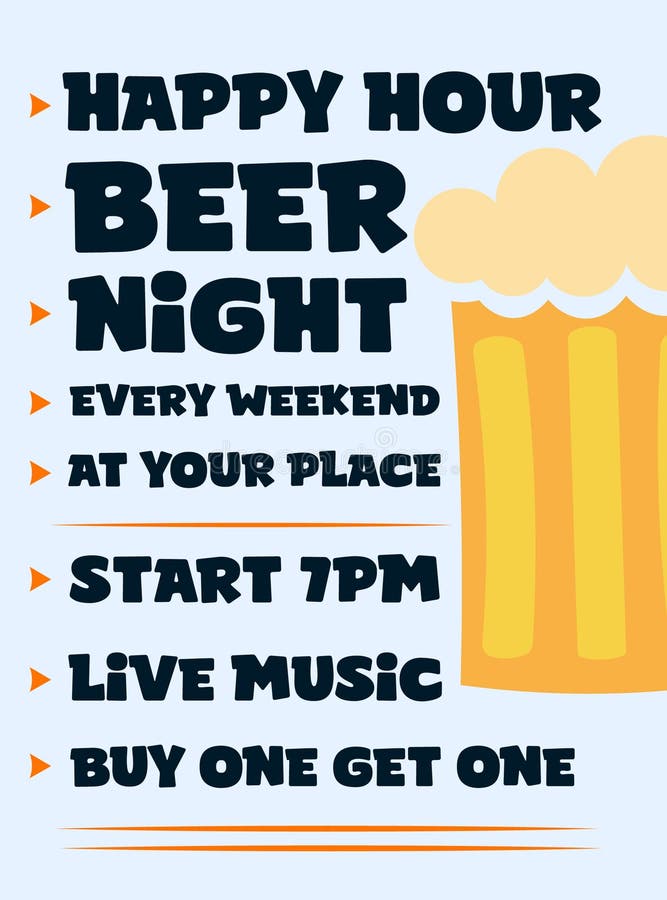 Happy Hour Beer Night Party Flyer Poster Social Media Post Design Stock ...