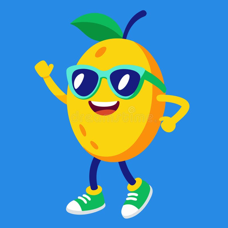 Cheerful Mango with Big Smile and Cool Sunglasses Playful Illustration ...