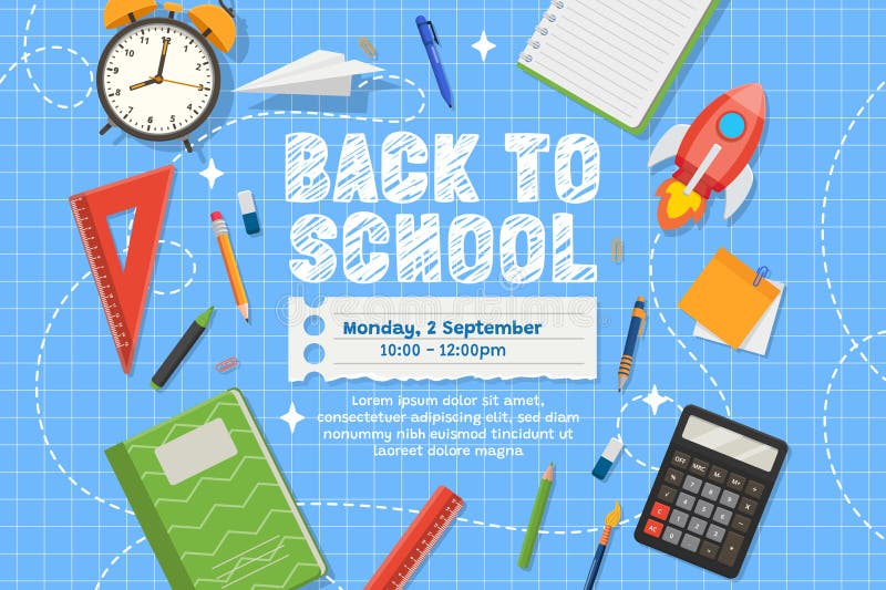 Back To School Vector Banner with School Items and Elements. Stock ...
