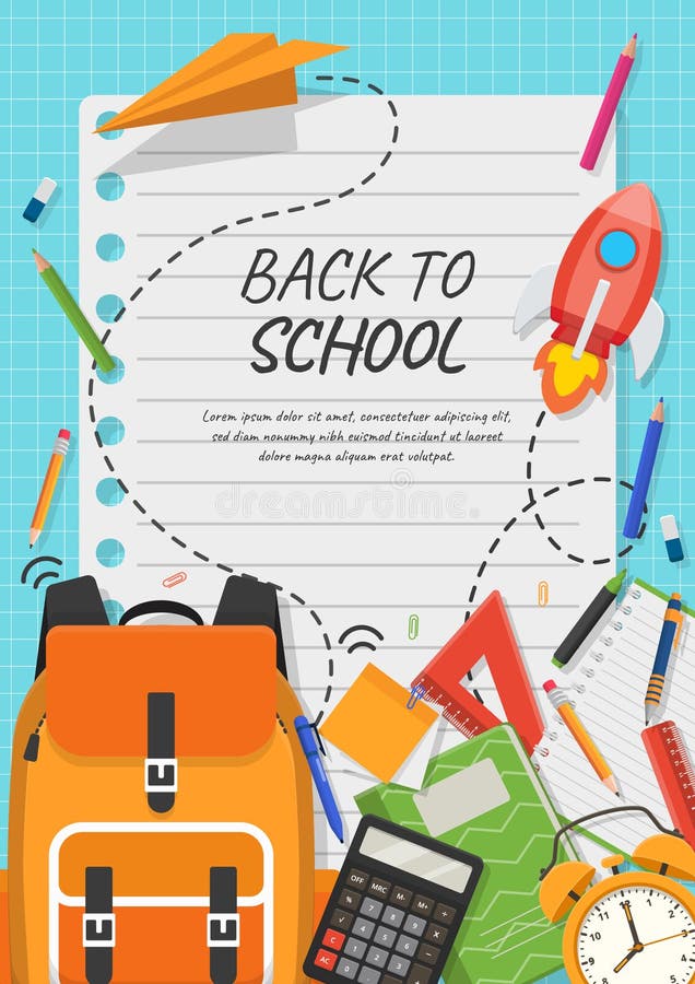 Back To School Vector Banner with School Items and Elements. Stock ...