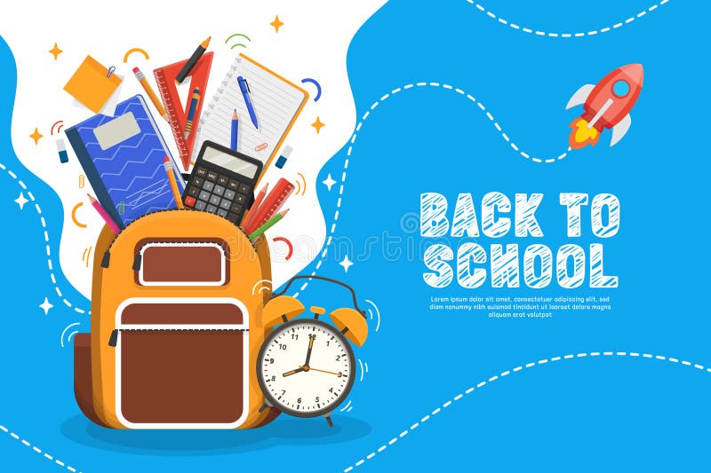 Back To School Vector Banner with School Items and Elements. Stock ...