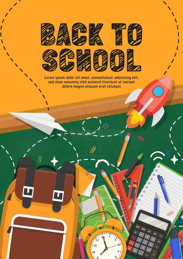 Back To School Vector Banner with School Items and Elements. Stock ...