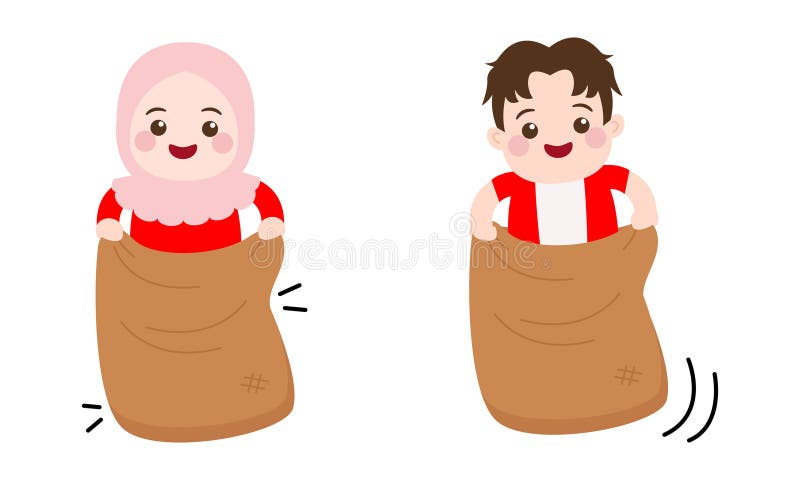 Indonesian Traditional Sack Race Balap Karung Stock Vector ...