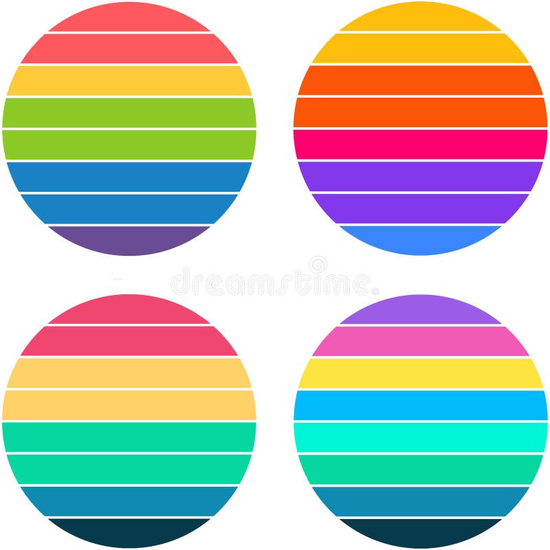 Colorful Retro Striped Sun Circle. Rainbow Colors Vector Illustration ...