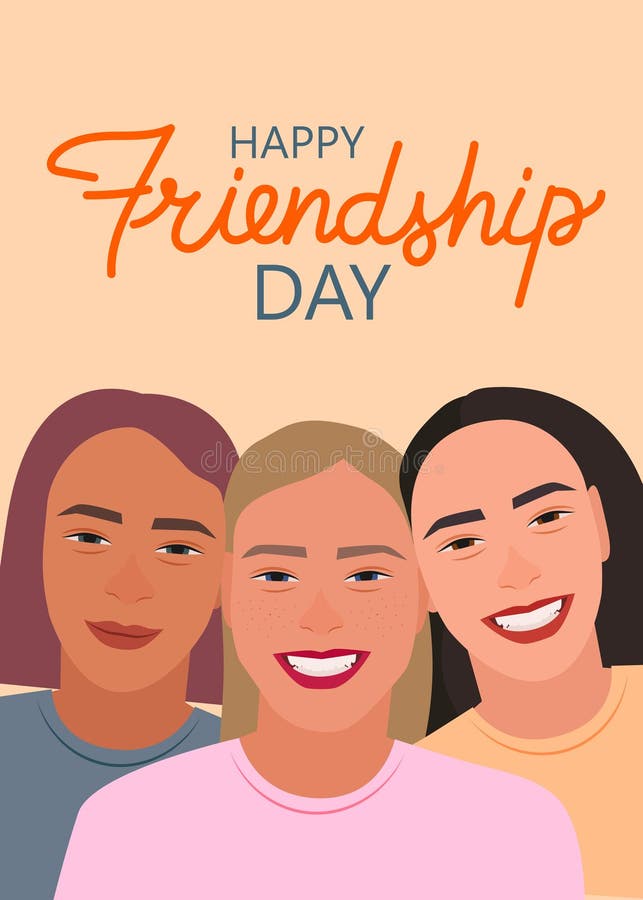 Friends Hug and Smile. Happy Friendship Day. Stock Vector ...