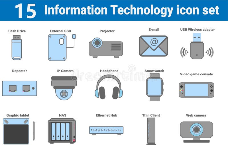 5 Icon Set of Information Technology Such As Flash Drive, External and ...