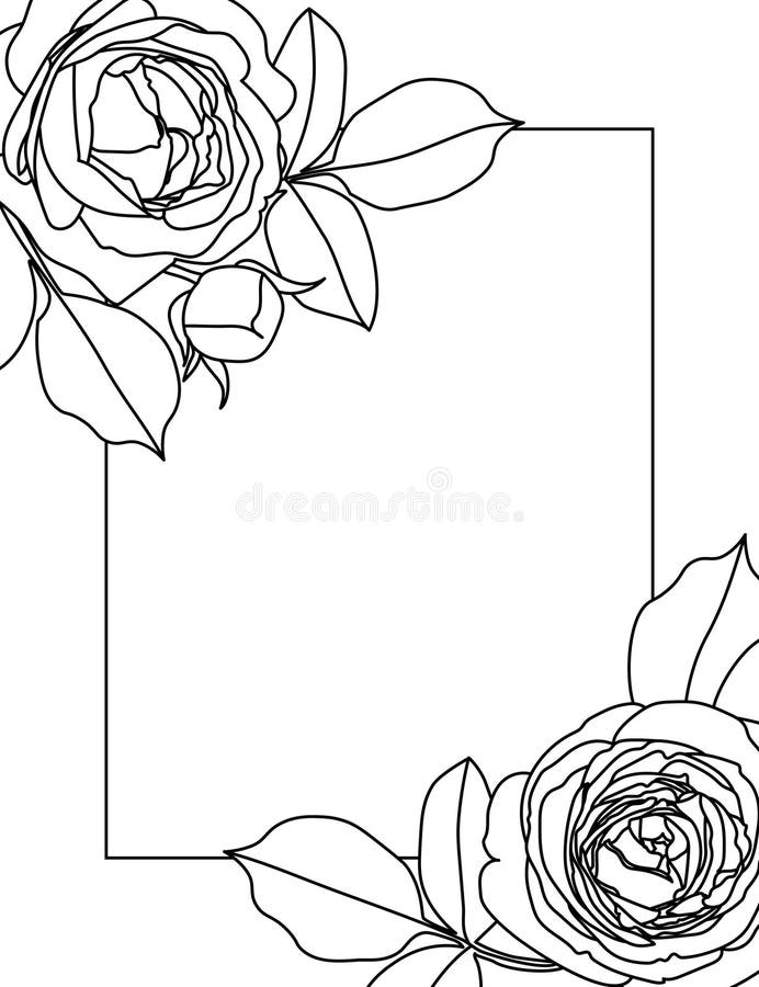 Floral Frame with Rose Flowers Stock Vector - Illustration of element ...
