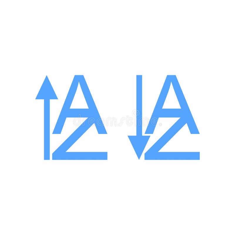 Letter a and a with Arrow Icon. Flat Design Style Eps 10. Sort ...
