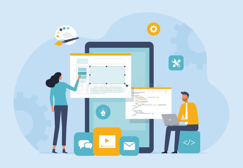 Flat Vector Business Mobile Application Developer and Graphic Design ...