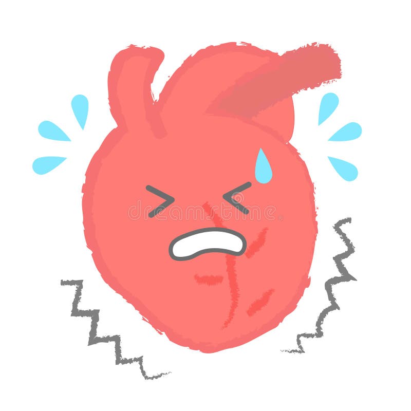 Arrhythmia Weak Heart Handwritten Character Stock Vector - Illustration ...