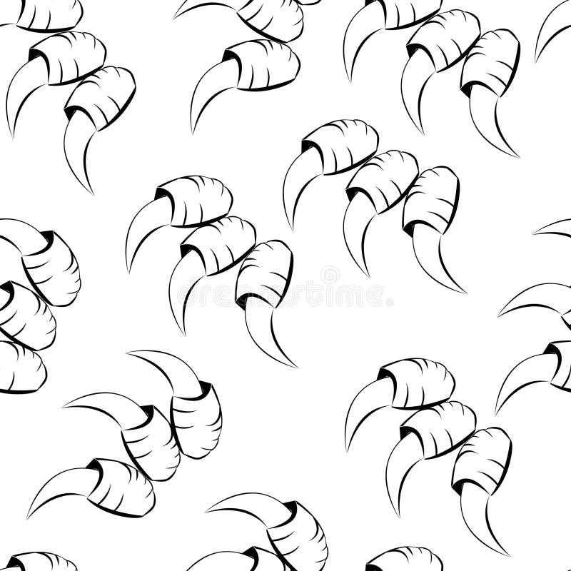 Seamless Black and White Pattern with the Image of Animal Claws Stock ...