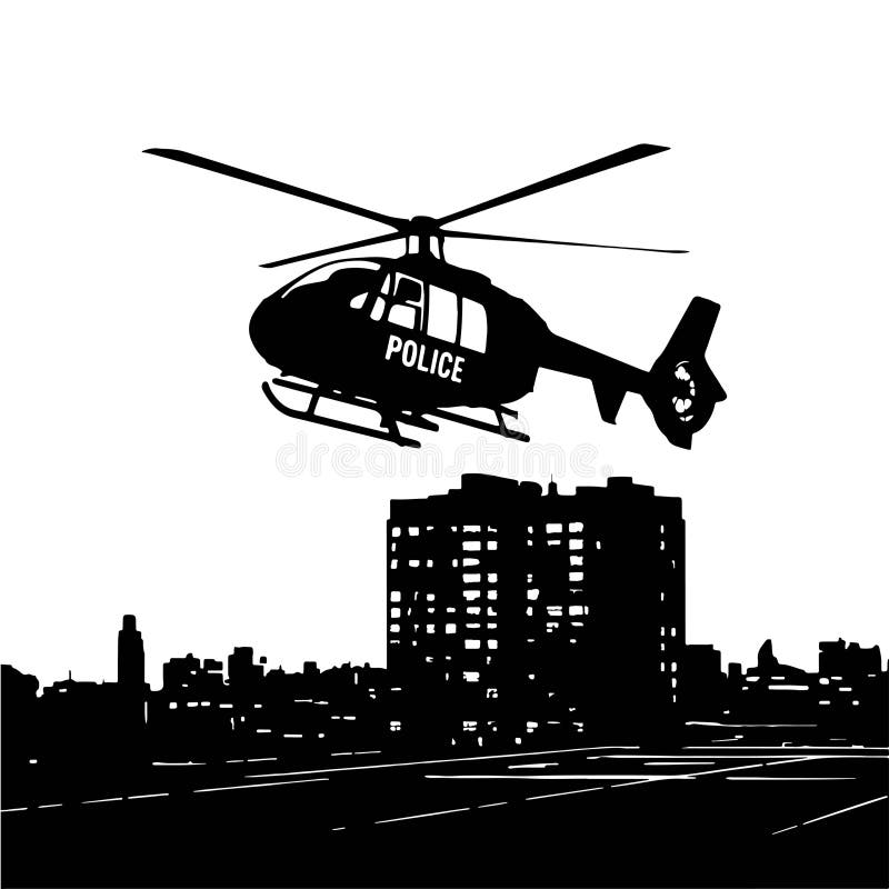 A Police Helicopter Lands on the Roof of a High-rise Building Stock ...