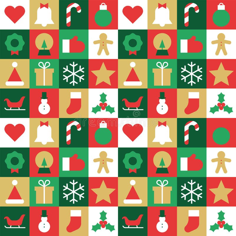 Modern Geometric Christmas Mosaic Seamless Pattern Stock Illustration ...