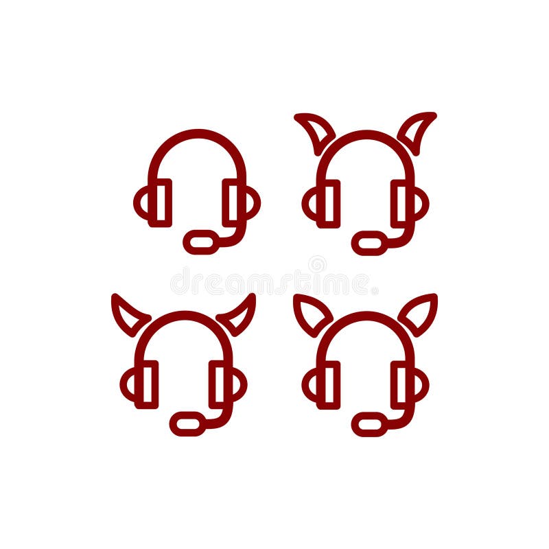 Set of Call Center and Customer Service Icons. Headphones Illustration ...