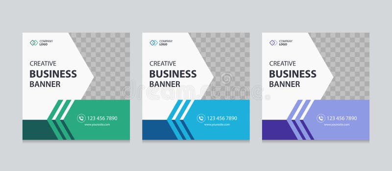 Set of Editable Square Business Web Banner Design Template. Stock ...