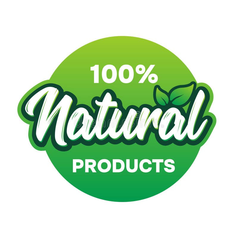 Natural, Vegan, Fresh, Organic, Healthy Product Sticker with Green ...