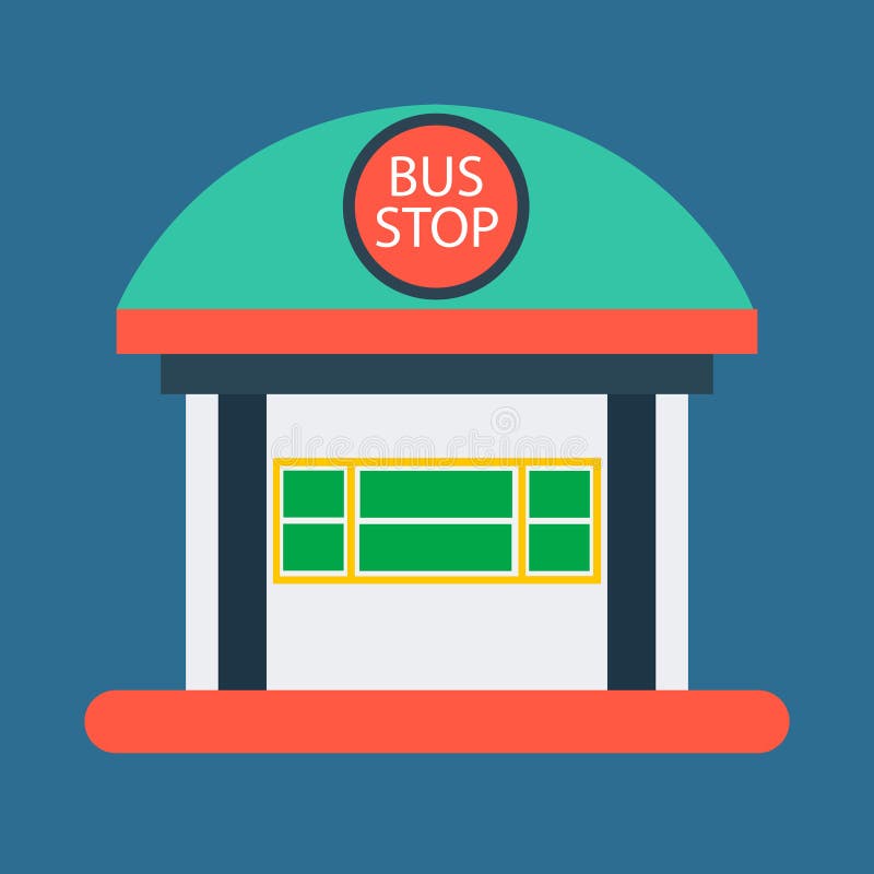 Color Vector Illustration with a Simplified Image of the Bus Stop ...