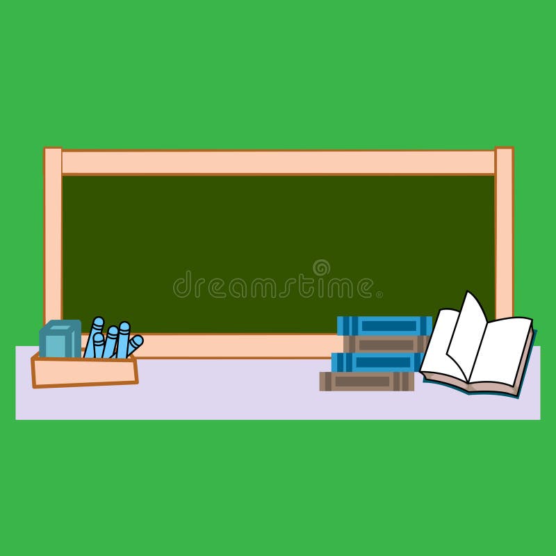 School Blackboard with Books and Pencils Icon. Flat Illustration of ...