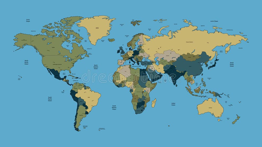 World with with Population with High To Low with Color Ranking Stock ...