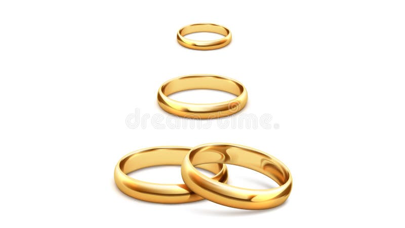 3d Golden Wedding Rings. Engagement and Marriage Ring Stock Vector ...