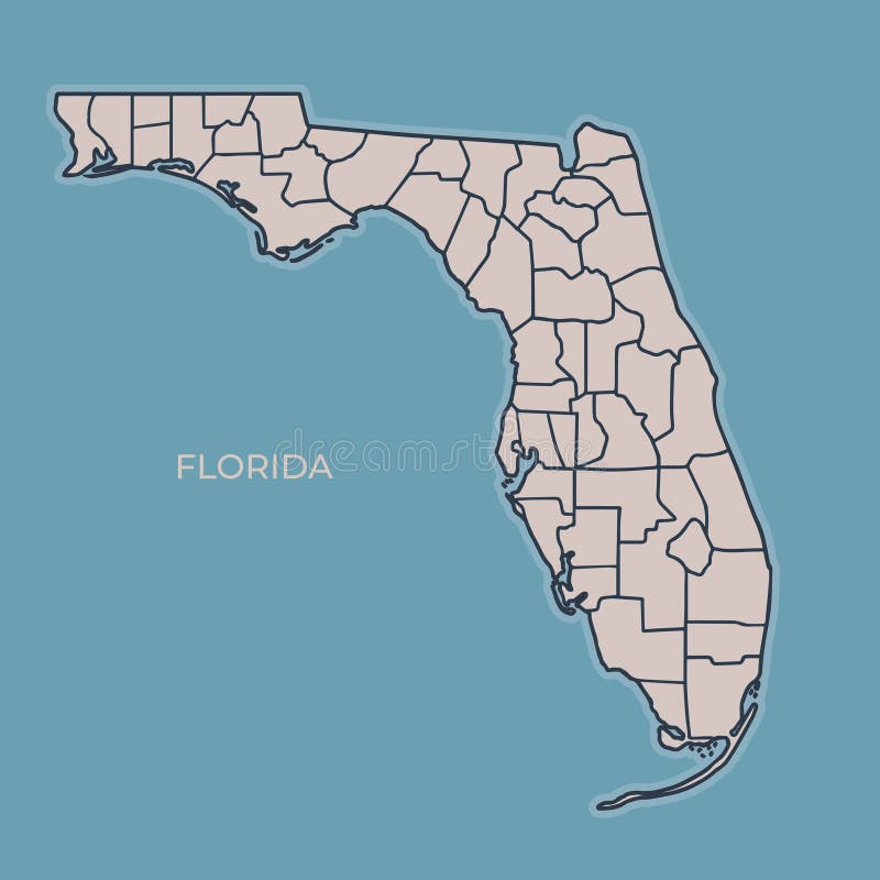 Florida Country Map with Muted Colors Stock Vector - Illustration of ...