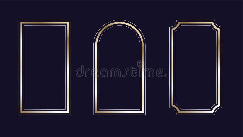 Golden Stroke Frame with Different Shapes Stock Photo - Image of stroke ...
