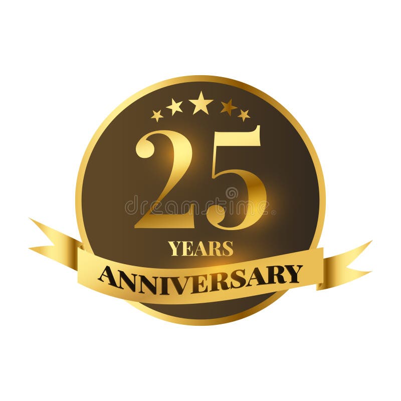 25 Years Anniversary Celebration Badge in Golden Stock Vector ...