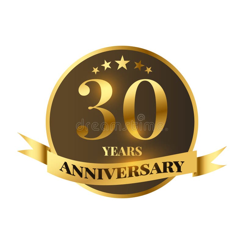 30 Years Anniversary Celebration Badge in Golden Stock Vector ...