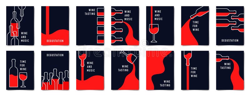 Wine Tasting. Set of Minimalist Poster Design. Stock Vector ...