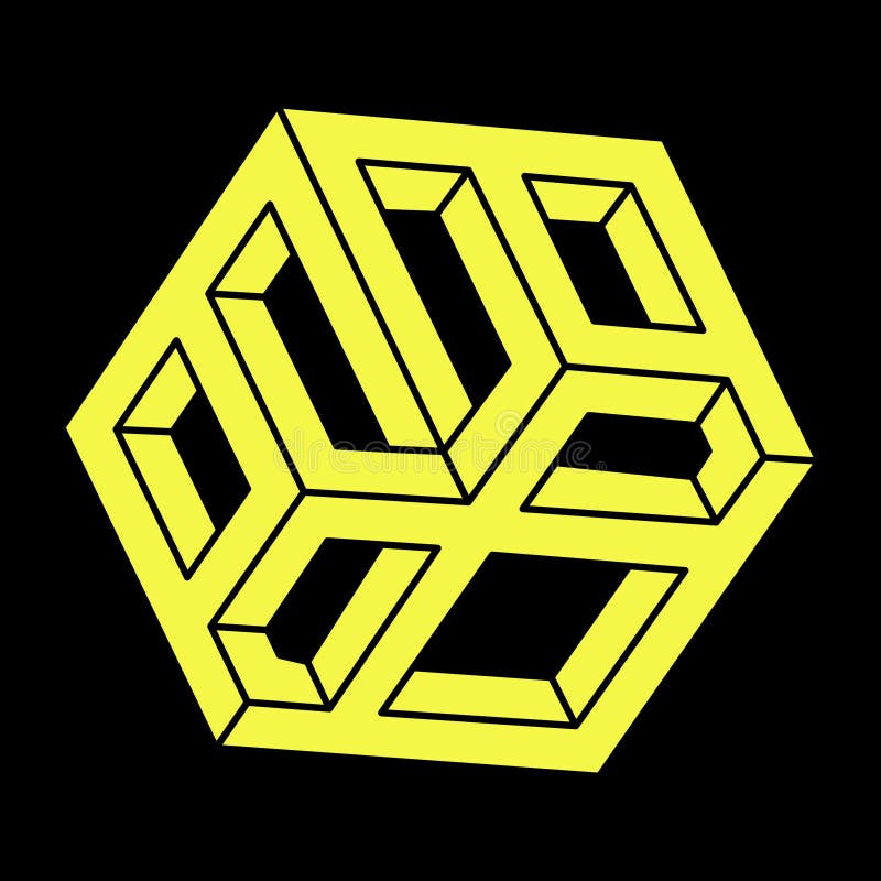 Optical Illusion Shape. Impossible Hexagon. Line Design. Escher Paradox ...