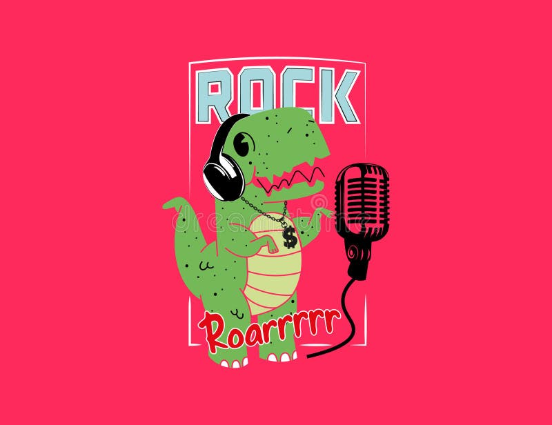 Dinosaur Singing Illustration for Print on T Shirt or Other Use Stock ...