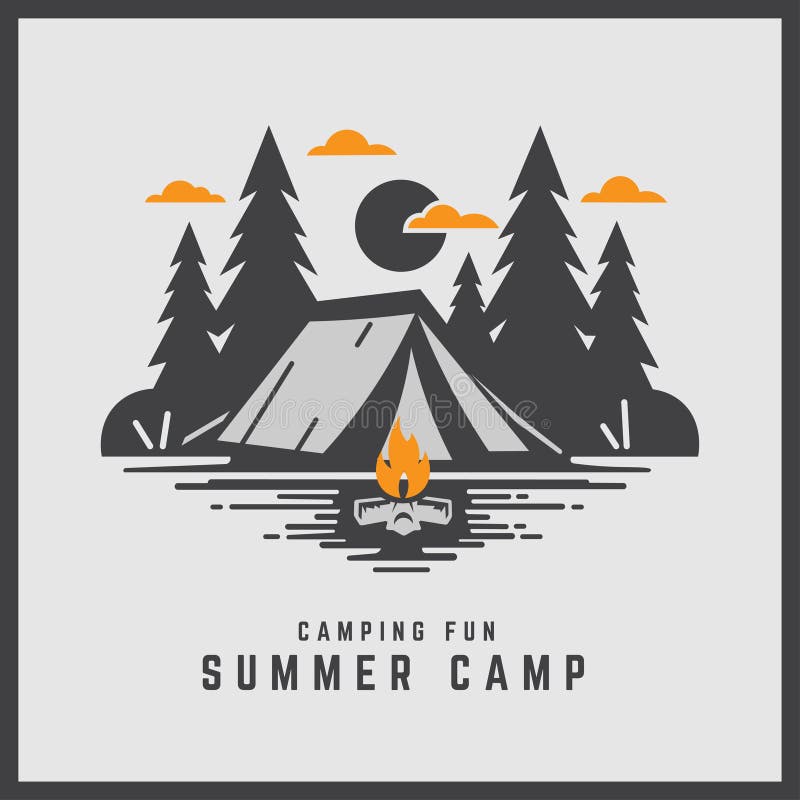 Outdoor Camping Themed Logo Design. Stock Vector - Illustration of ...