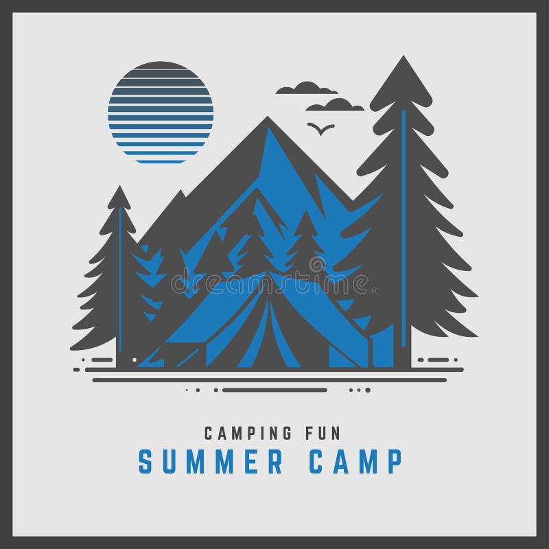 Outdoor Summer Camping Fun Logo Design. Stock Illustration ...