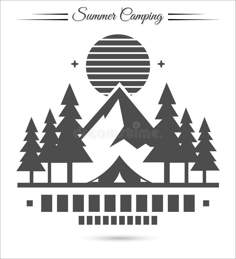Vector of Peaceful Mountain, Pine Tree, Tent Art Work Stock Vector ...