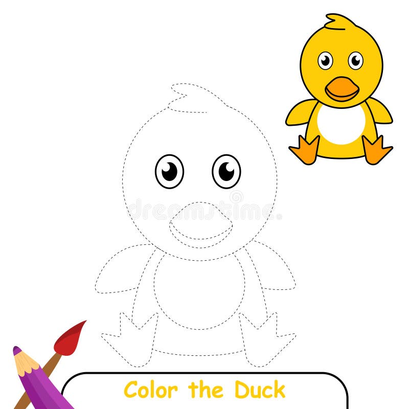 Duck Coloring Page Colored Illustration, Coloring Book or Coloring Page ...