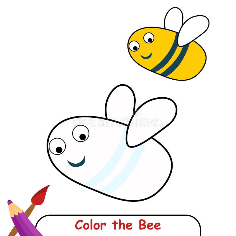 Bee Coloring Page, Coloring Book for Kids, Bee Isolated Vector, Bee ...