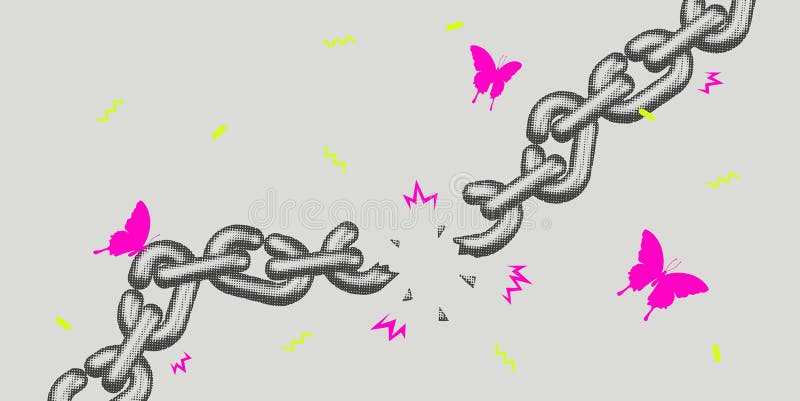 Broken Chain. Y2k Retro Background Design. Stock Vector - Illustration ...