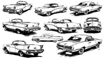 Classic Muscle Car Line Drawing Stock Illustrations – 297 Classic ...