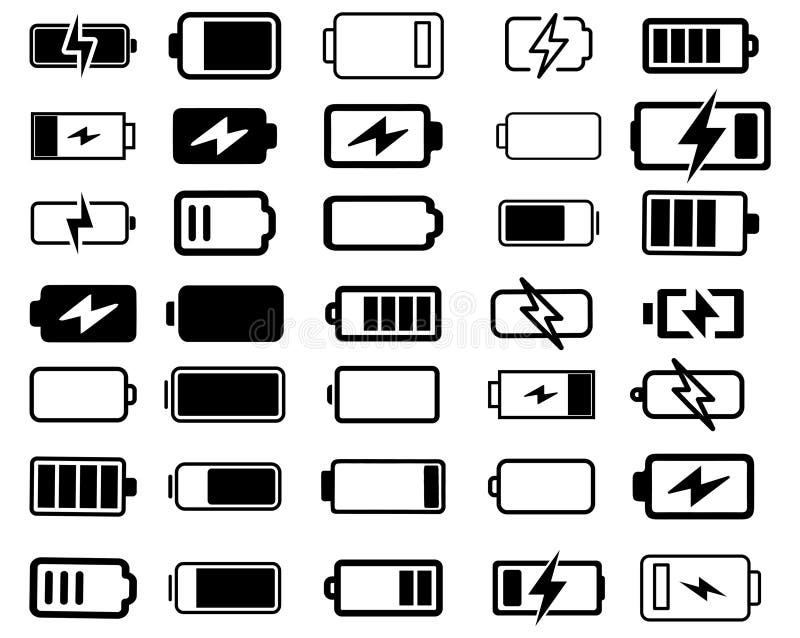 Set of Mobile Battery Charging Icons or Symbols Stock Vector ...