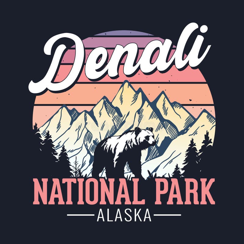 Denali National Park, Alaska Stock Vector - Illustration of green ...