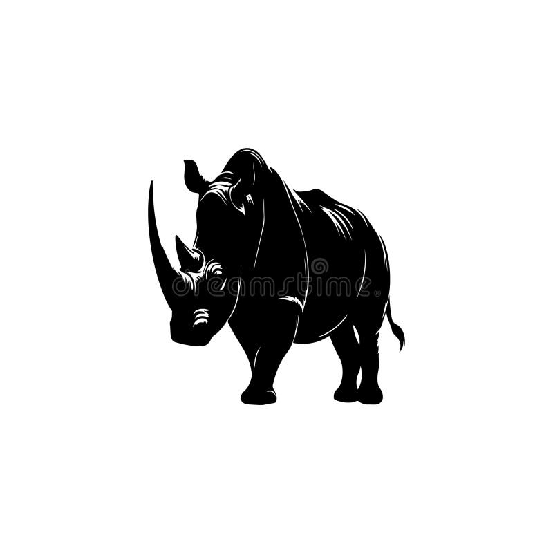 Rhino Black Silhouette Vector on White Background Stock Vector ...
