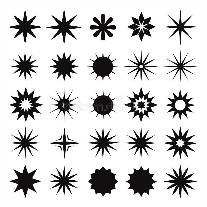Christmas Theme Black Starburst Icons Vector Illustration. Stock Vector ...