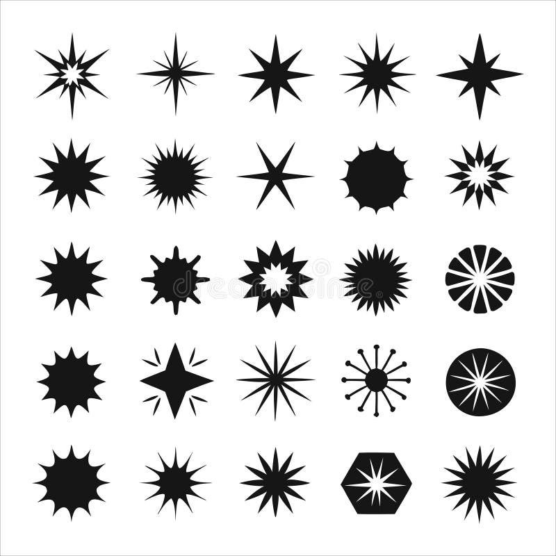 Christmas Theme Black Starburst Icons Vector Illustration. Stock Vector ...